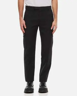 Alexander McQueen Wool Gabardine Straight Leg Trousers