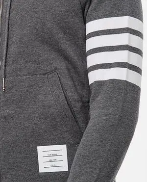 Thom Browne Classic Loopback Full Zip Hoodie With 4-bar Stripes