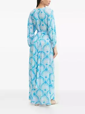 Melissa Odabash Leaf-print Pleated Maxi Dress