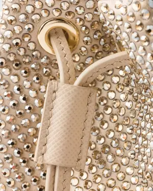 Prada Mini Crystal-studded Satin Bag - Neutral