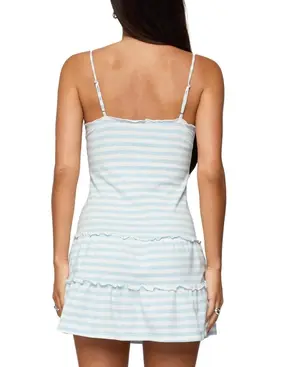 EDIKTED Tiered Ruffle Striped Mini Dress