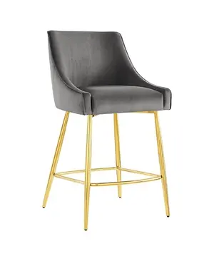 MODWAY Discern Performance Velvet Counter Stool - Gray