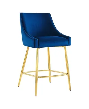 MODWAY Discern Performance Velvet Counter Stool - Navy