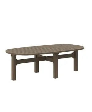 MODWAY Saratoga Oval Outdoor Patio Teak Wood Coffee Table - Weathered Gray