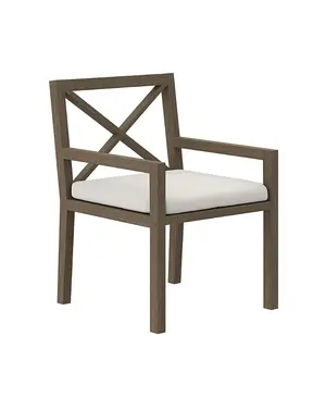MODWAY Northlake Outdoor Patio Teak Dining Armchair - Weathered Gray White