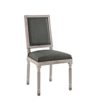 MODWAY Court French Vintage Upholstered Fabric Dining Side Chair - Natural Gray