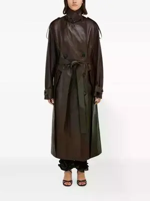 FERRAGAMO Belted Leather Trench Coat