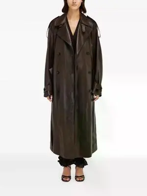 FERRAGAMO Belted Leather Trench Coat