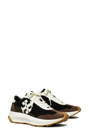 Tory Burch Suede Sneaker - Black /blanc /dark Cocoa