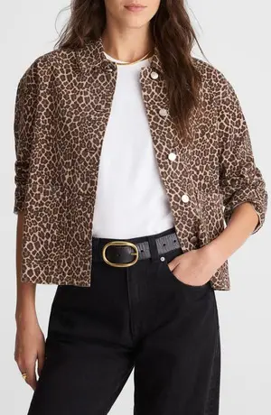 Madewell Leopard Print Denim Chore Jacket