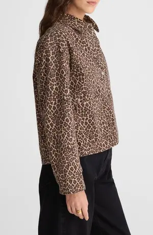 Madewell Leopard Print Denim Chore Jacket
