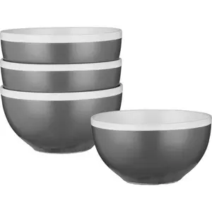 STONE + LAIN Serenity Stoneware 4-piece Bowl Set - Dark Gray And Cream