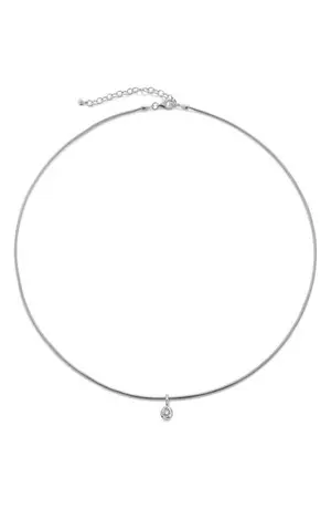 Monica Vinader Pear Diamond Snake Chain Necklace - Sterling Silver/lab Dia
