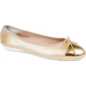 PAUL MAYER ATTITUDES Cap Toe Ballet Flat - Gold Metallic