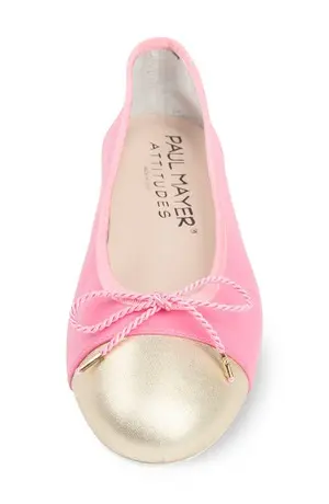PAUL MAYER ATTITUDES Cap Toe Ballet Flat - Hot Pink/gold