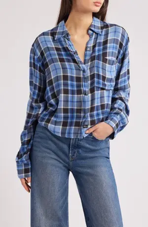 Rails Malin Windowpane Plaid Shirt - Midnight Blue White