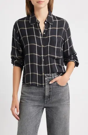Rails Malin Windowpane Plaid Shirt - Onyx Sand Birch