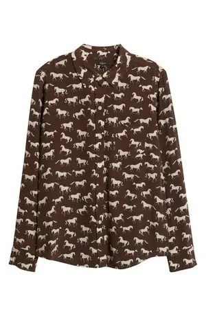 Rails Kate Horse Print Silk Button-up Shirt