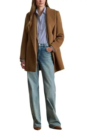 Ralph Lauren Wool Blend Wrap Coat - New Vicuna