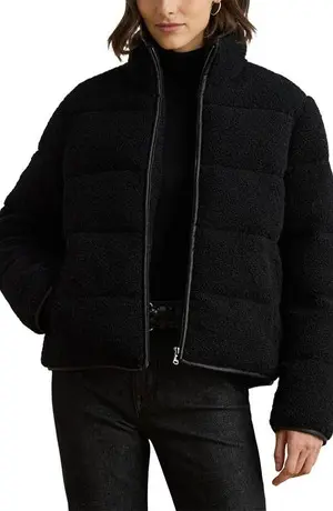 Ralph Lauren Faux Shearling Puffer Jacket - Black/black