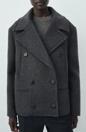 Mango Selection Wool Blend Pea Coat
