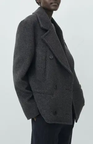 Mango Selection Wool Blend Pea Coat
