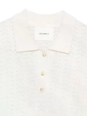 LISA YANG Openwork Polo Knitted Top