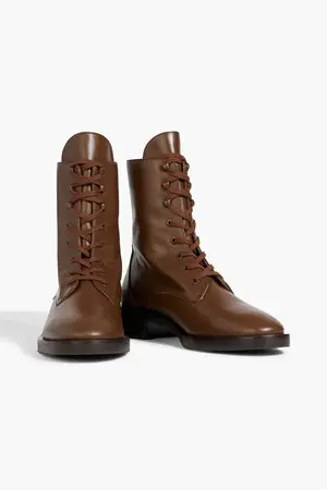 STUART WEITZMAN Sondra Leather Combat Boots - Brown