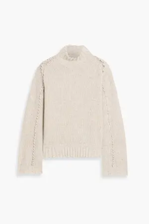 Autumn Cashmere Donegal Cashmere Turtleneck Sweater - Ecru