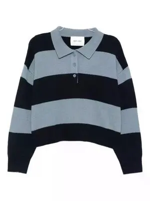 Soft Goat Striped Polo Sweater