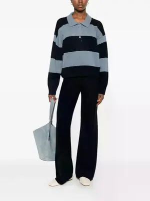 Soft Goat Striped Polo Sweater