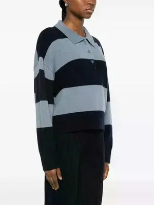 Soft Goat Striped Polo Sweater