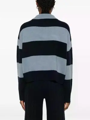 Soft Goat Striped Polo Sweater