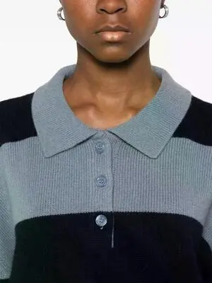 Soft Goat Striped Polo Sweater