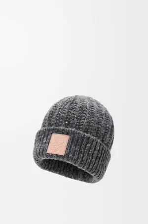 Loewe Wool And Cashmere Beanie - Grey/blue Melange