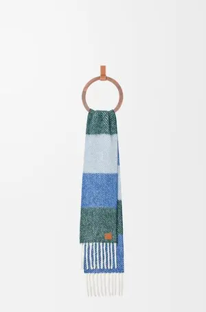 Loewe Scarf In Alpaca And Wool Blend - Blue/green