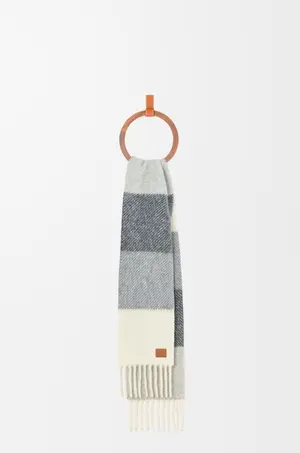Loewe Scarf In Alpaca And Wool Blend - Grey/white