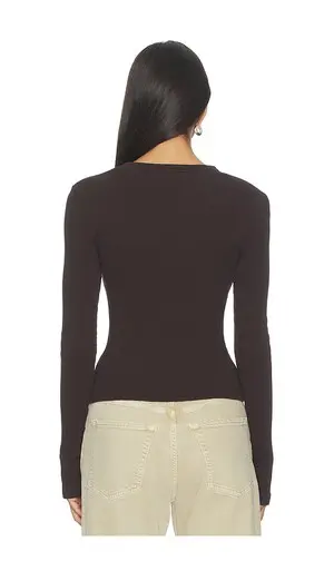 Citizens Of Humanity Pilar Waffle Crewneck Top - Chocolate