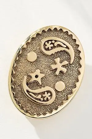 Anthropologie Oval Yin And Yang Brooch - Gold