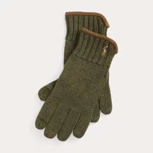 Ralph Lauren Suede-trim Wool Touchscreen Gloves - Loden Heather