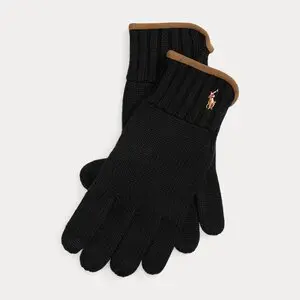 Ralph Lauren Suede-trim Wool Touchscreen Gloves - Polo Black