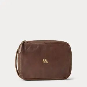 Ralph Lauren Leather Travel Pouch - Dark Mahogany