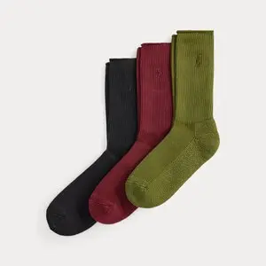 Ralph Lauren Ralph Lauren Garment-Dyed Crew Sock 3-Pack Olive/wine/black
