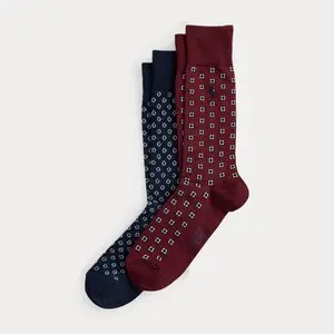 Ralph Lauren Foulard-motif Trouser Sock 2-pack - Wine/navy/blue
