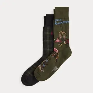 Ralph Lauren Graphic Cotton-blend Trouser Sock 2-pack - Wine/green