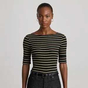 Ralph Lauren Metallic Striped Boatneck Tee