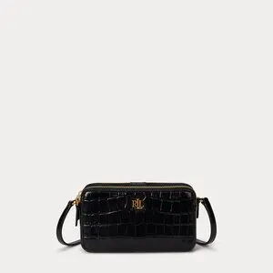 Ralph Lauren Embossed Medium Witley Crossbody Wallet - Black