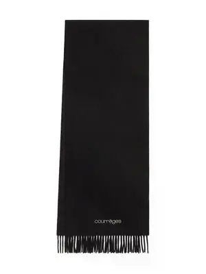 COURREGES Fringed Embroidered Scarf - Black
