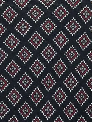 REISS Silk Floral Medallion-print Tie - Charcoal/bordeaux