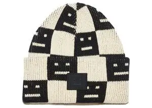 Acne Studios Jacquard Knit Beanie - Black/oatmeal